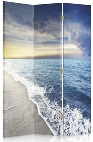 Ozdobný paraván, Mraky na břehu moře - 110x170 cm, třídílný, klasický paraván
