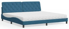 Postel s matrací modrá 200 x 200 cm samet 3208680