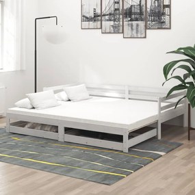 vidaXL Marketos Výsuvná válenda 2 x (90 x 200) cm bílá masivní borovice