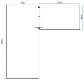 Rohový kancelářský psací stůl PRIMO FLEXIBLE, 1800 x 1800 mm, dub přírodní