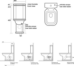 Kerasan Waldorf WC kombi 40 x 87,5 x 68 cm spodní zadní odpad bronz bílá WCSET18-WALDORF