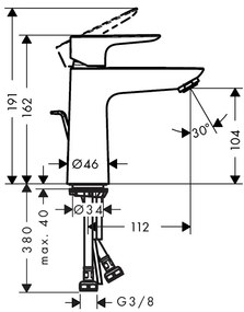 Hansgrohe Talis E, umyvadlová baterie 110 s odtokovou soupravou s táhlem, kartáčovaný bronz, 71710140