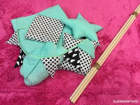 Dětský stan TEEPEE (TÝPÍ) MINT S HVĚZDIČKAMI + doplňky