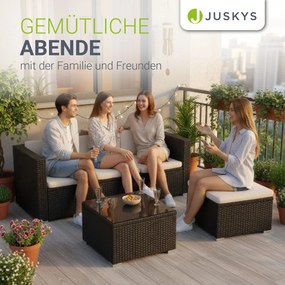 Juskys Polyratanová zahradní souprava Punta Cana Barva: krémová / písková, Velikost: L
