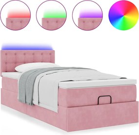 Osmanský rám postele s matrací růžová 90x200cm samet 3312745