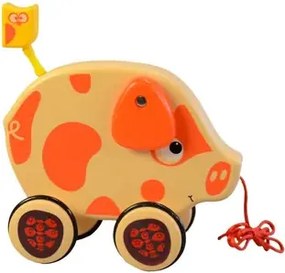Prasátko se šňůrkou 17 cm / Tahací hračka / od 18 měsíců / plast