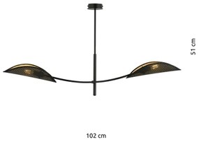 Lustr na tyči LOTUS 2xE14/10W/230V černá/zlatá