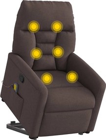 Zvedací masážní polohovací křeslo tmavě hnědé textil 3303047