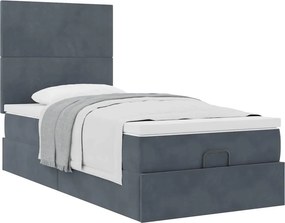 Osmanský rám postele s matracemi tmavě šedá 90x200cm samet 3313374