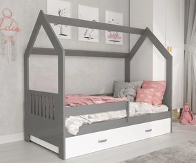 Dětská postel Domeček 160x80 D3E šedá s roštem