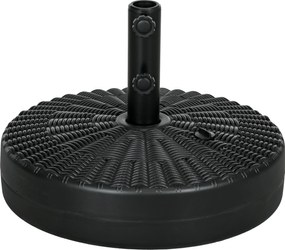 Stojan na slunečník Outsunny 29kg podstavec pro slunečník s tyčí Ø38/48mm, vzhled ratanu, ideální pro zahradu a balkon, HDPE černá Ø51x36cm |