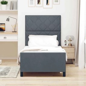 Postel s boxspringem s čelo Tmavě šedá 100 x 200 cm samet 3344988