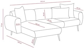 Hanah Home Rohová pohovka SIDE krémová levá 252 cm