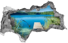 Wallmuralia Díra 3D ve zdi nálepka Molo nad jezerem 95x73 cm