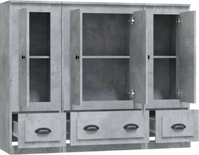 Příborníky 3 ks betonově šedé kompozitní dřevo 3185299