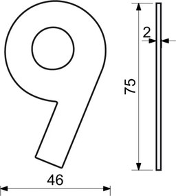 Domovní číslo "9", RN.75L, černá