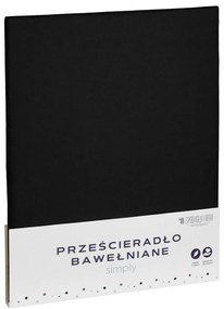 Spod Igły i Nitki Bavlněné prostěradlo 160x200 černé jednobarevné Jednoduše