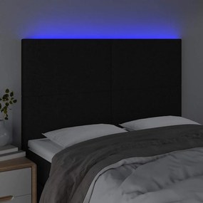 Čelo postele s LED černé 144x5x118/128 cm textil 3122144
