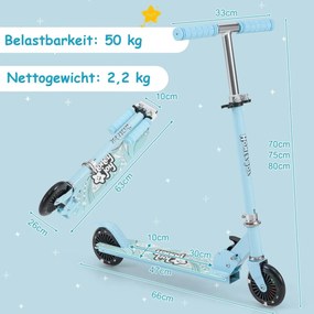 Costway Dětská koloběžka s LED koly a sklopnými řídítky, výškově nastavitelná