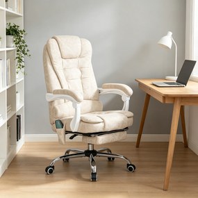Vinsetto Kancelářská židle s masážní funkcí, ergonomická, 65x160x104 cm, krémově bílá