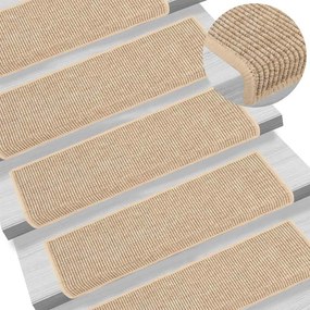 Schodové rohože 15 ks 65 x 21 x 4 cm světle béžové s obdélníkovým okrajem 326909