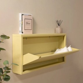 Světle žlutý ocelový výklopný/závěsný botník 75x37,5x12,5 cm Billy – Spinder Design