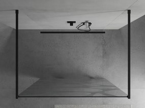 Mexen Kioto, průchozí sprchová zástěna 140 x 200 cm, 8mm sklo čiré/bílý vzor, 2x černá stabilizační rozpěra, 800-140-002-70-97