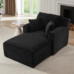 Aosom Moderní manšestrové lounge křeslo, pohodlná rozkládací pohovka/ležící křeslo, vhodné do obývacího pokoje a kanceláře, 100D x 166Š x 72V cm, čer…