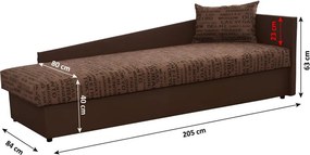 Válenda JUDIT 80x200 s úložným prostorem, pravé provedení, ekokůže hnědá, látka Vegas 3 Kondela 0000186817