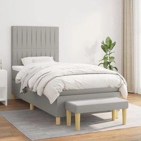 Box spring postel s matrací světle šedý 100 x 200 cm textil 3137293