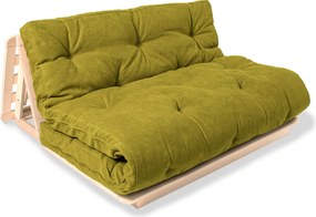 Marior Home Rozkládací futonové křeslo / pohovka Layti - 140 cm / Zelená / Surový buk
