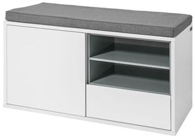 Sobuy FSR37-W Lavice s polštářem sedací Lavice Skříňka na boty Šatna lavice Bílá 80x46x35cm