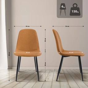 Sada 4 ks jídelních židlí Maryam látka - oranžová