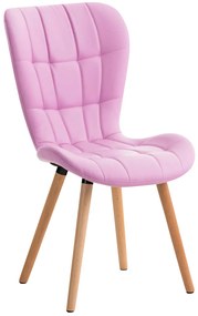 Židle Elda  ~ koženka, dřevěné nohy natura - Ružová