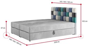 Čalouněná postel boxspring LEMON + topper, 140x200, itaka 14/modrá