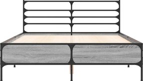 Rám postele šedý sonoma 120 x 200 cm kompozitní dřevo a kov 3280040