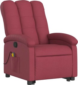 Zvedací masážní polohovací křeslo vínové textil 3204107