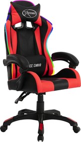 Herní židle s RGB LED podsvícením červeno-černá umělá kůže 287997