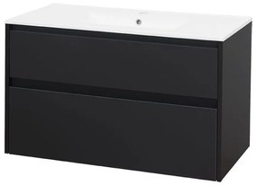 Mereo Mereo, Opto, koupelnová skříňka s keramickým umyvadlem 101 cm, bílá, dub, bílá/dub, černá, CN942