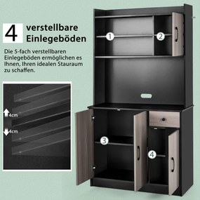 Costway Kuchyňská skříňka 180 cm s nabíjecí stanicí a pracovní deskou