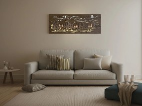 Li-Go "Chata v horách" světelný obraz 230V 130x50 cm provedení povrchu: bříza