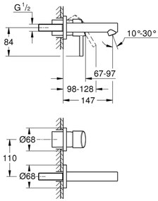 GROHE 19575001 - Umyvadlová dvouotvorová baterie CONCETTO 147 mm lesklý chrom