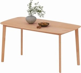 HOMCOM Obdélníkový jídelní stůl pro 6 osob, kuchyňský stůl 150 cm z masivního dřeva, 150 x 80 x 76 cm, vzhled přírodního dřeva