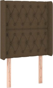 Čelo postele s LED tmavě hnědé 83 x 16 x 118/128 cm textil 3124361