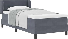 Postel s boxspringem s čelo Tmavě šedá 90 x 200 cm samet 3340371