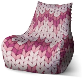 Sablio Sedací vak Bean Tříbarevné růžové pletení - 60 x 70 x 70 cm