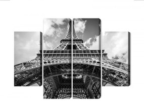 Vícedílný obraz Černobílý Pohled Na Eiffelovu Věž V Paříži Nedostatek Nedostatek Plátno Canvas 200x150