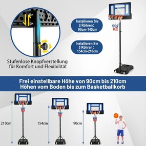 Costway Basketbalový stojan 90/158-210 cm výškově nastavitelný – modrý
