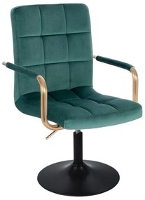 LuxuryForm DESIGN Otočná židle VERONA GOLD VELUR na černém talíři - zelená