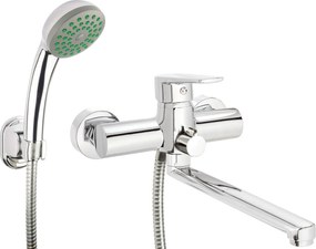 Deante Tubo, nástěnná vanová baterie s prodlouženým ramenem 339mm a ruční sprchovou soupravou, chromová, DEA-BUT_057M
